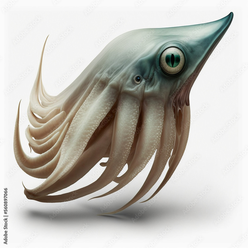 Colossal Squid full body image with white background ultra realistic ...