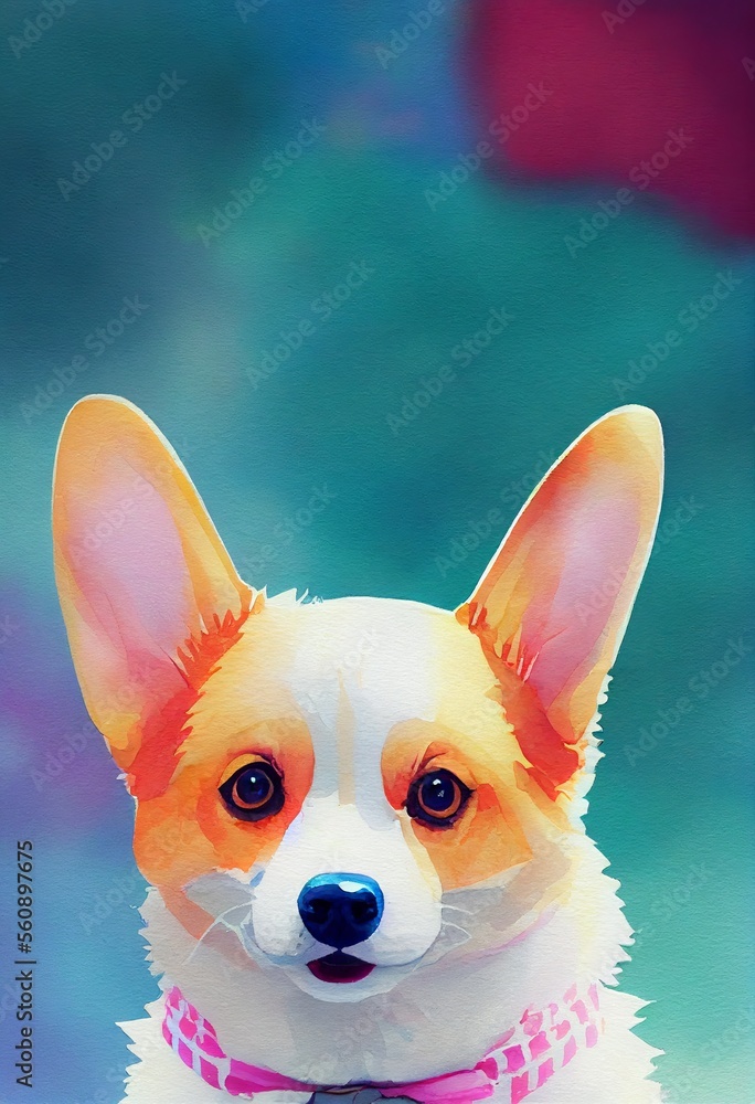 Funny adorable portrait headshot of cute doggy. Pembroke Welsh Corgi ...