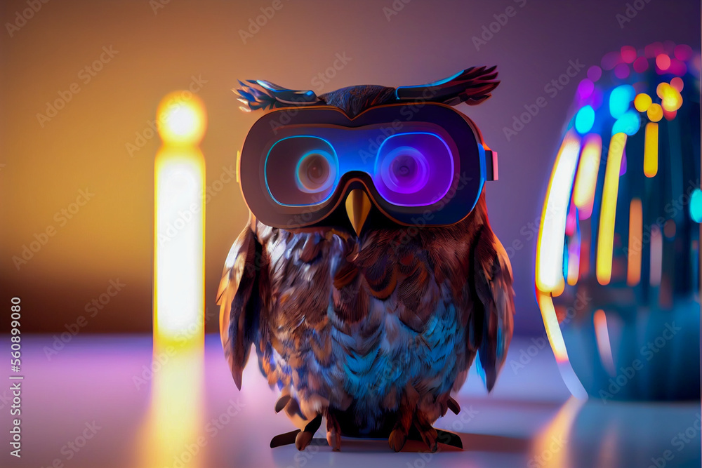 animals VR concept , 3d owl character style nft collection with VR ...