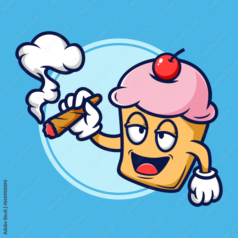 Cupcake smoking weed cartoon character, cupcake cartoon illustration ...