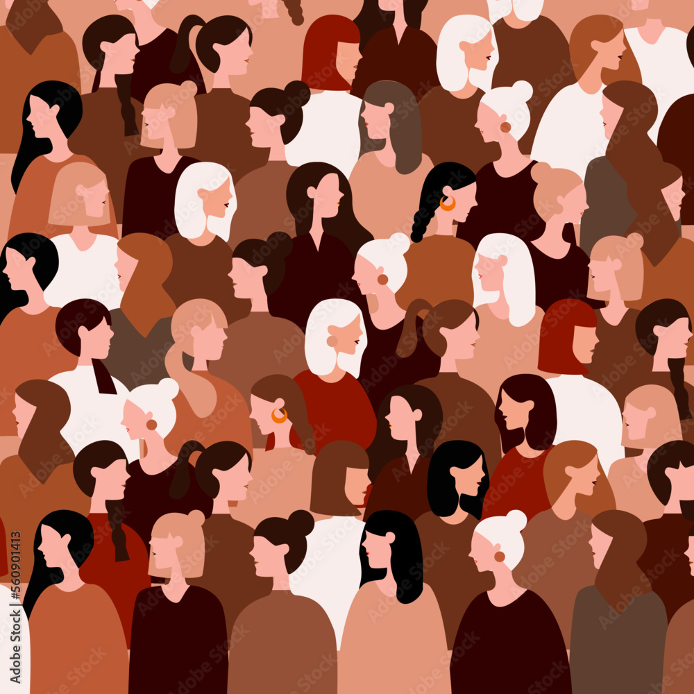 International Women's Day. Pattern women's different sides view female ...