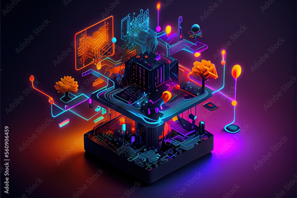 digital colorful flow chart management prozess connected lab created ...