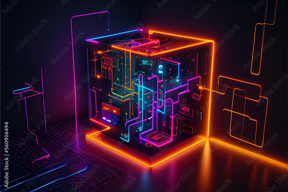 digital colorful flow chart management prozess connected lab created ...