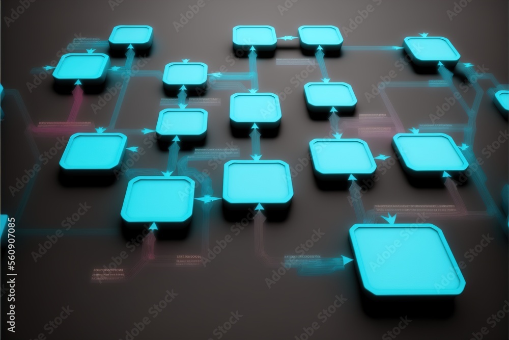 digital colorful flow chart management prozess connected lab created with generative ai ...