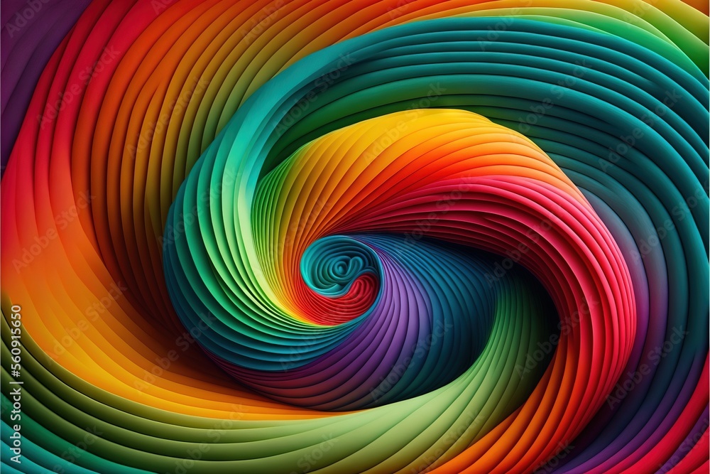 A Colorful Spiral Of Lines And Colors In A Square Frame With A Black