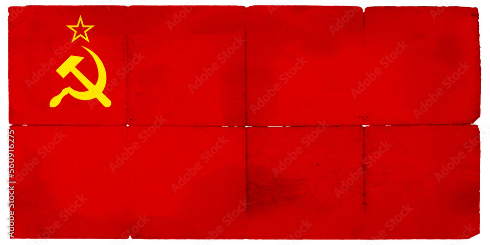 Flag of the Soviet Union with the texture of an old document ...