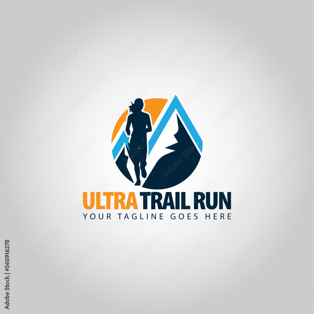 Ultra Trail running logo vector illustration on white background Stock ...