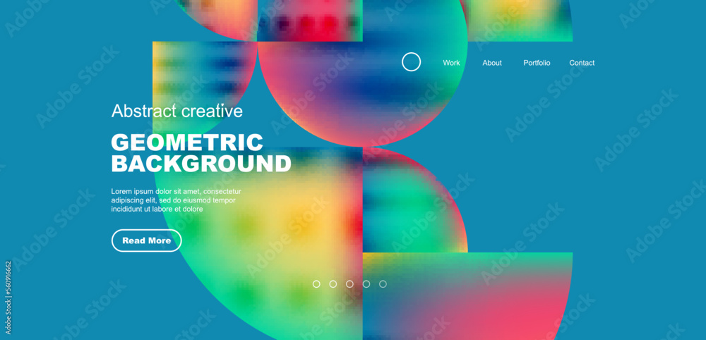 Circles, round shapes and lines with fluid gradients abstract ...