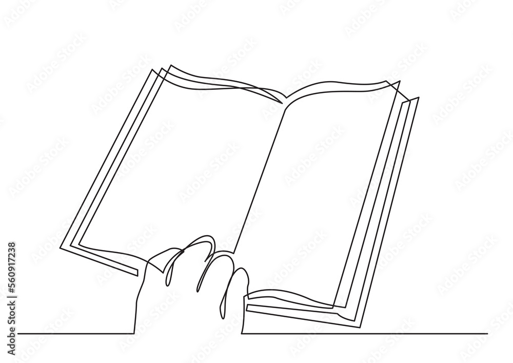 continuous line drawing hand holding book - PNG image with transparent ...