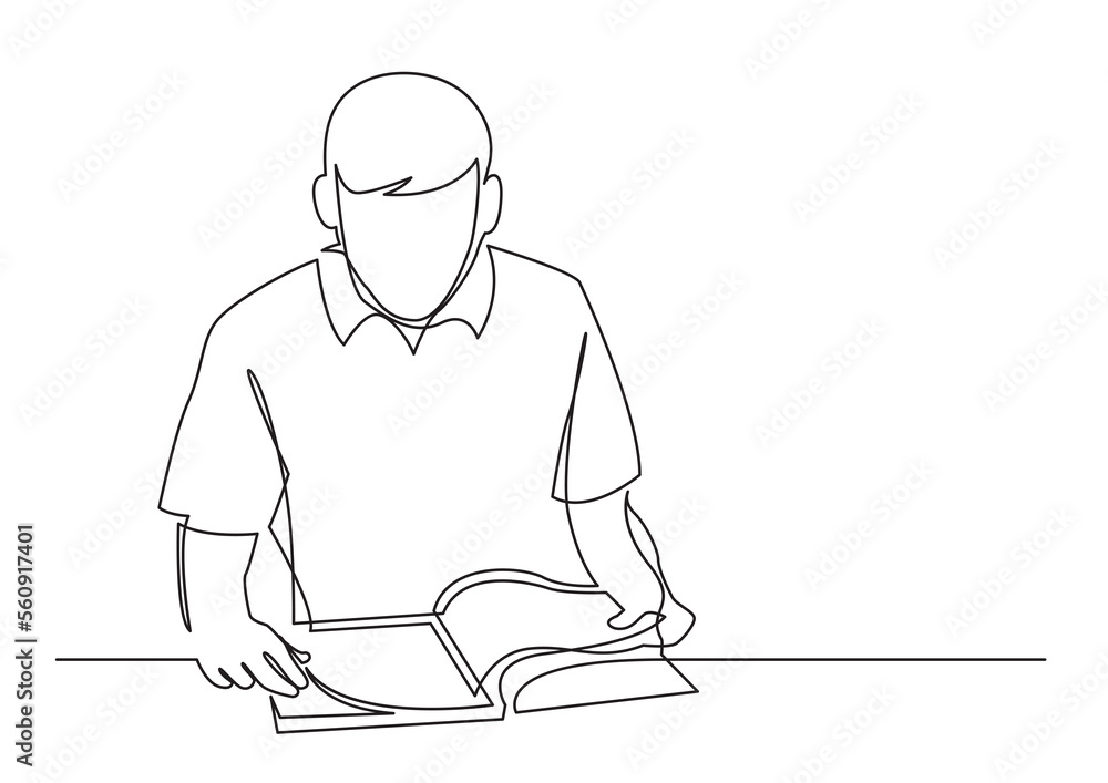 continuous line drawing young man reading book - PNG image with ... continuous line drawing young man reading book - PNG image with ...