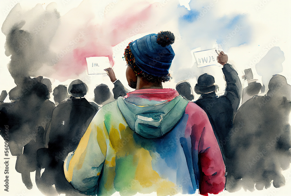 African American at the protest from the back for black lives matter ...