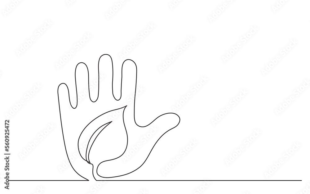 continuous line drawing hand protecting plant - PNG image with ...