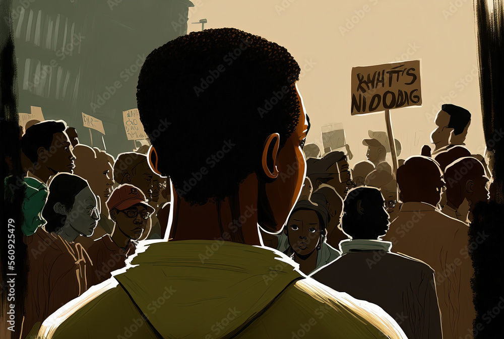 African American at the protest from the back for black lives matter ...