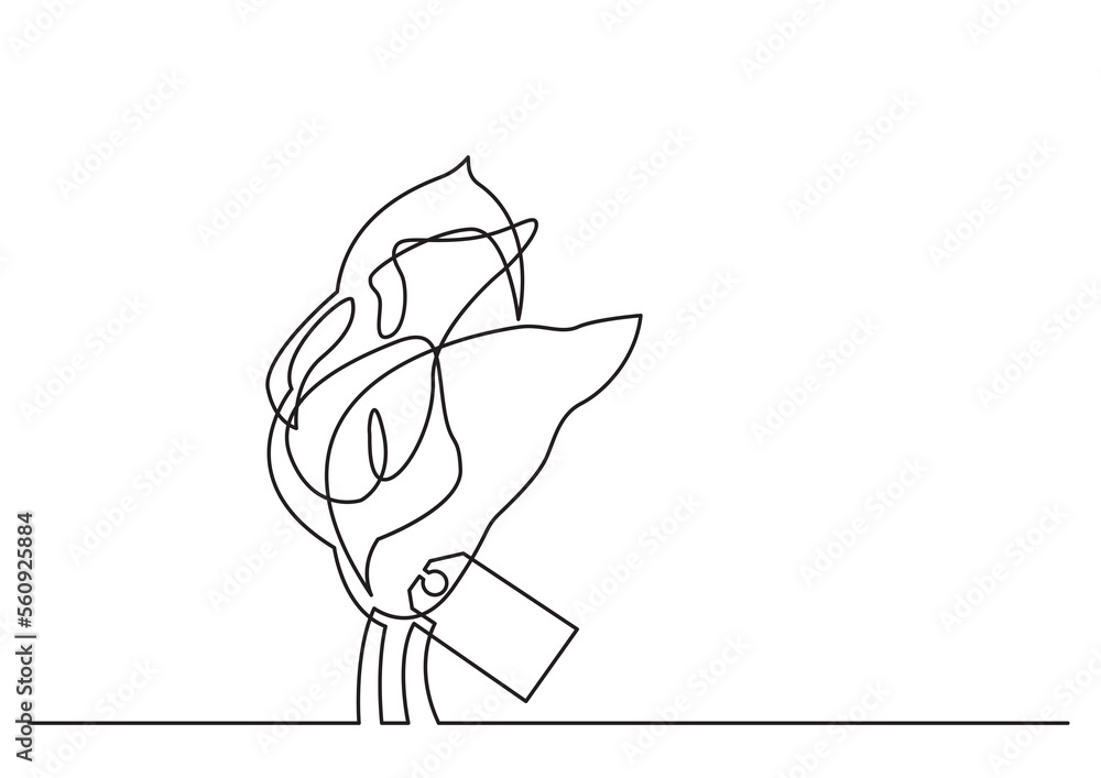 one line isolated vector object calla lilies flowers - PNG image with ...