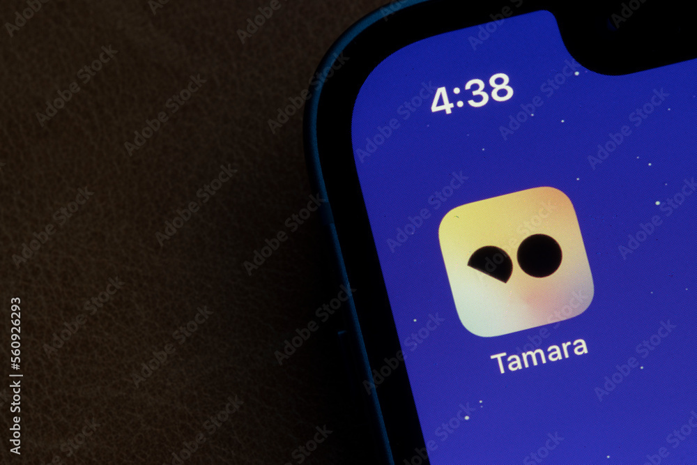 Portland, OR, USA - Jan 12, 2023: Tamara app icon is seen on an iPhone ...