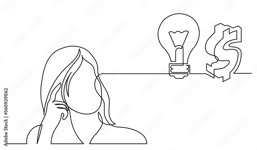 one line drawing of person thinking solving problems finding solutions ...