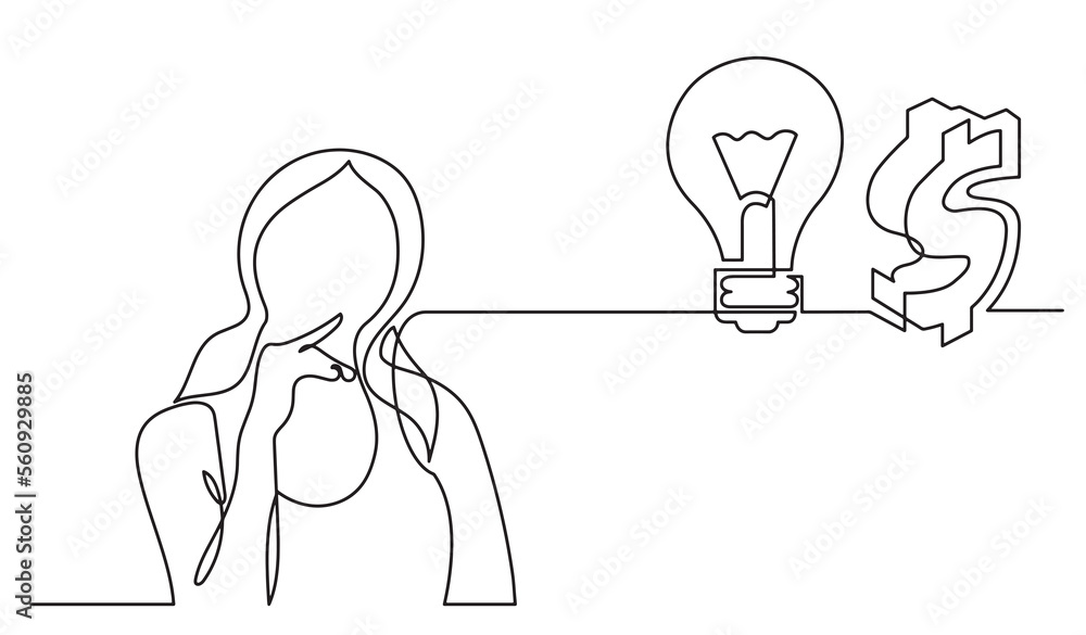 one line drawing of person thinking solving problems finding solutions ...