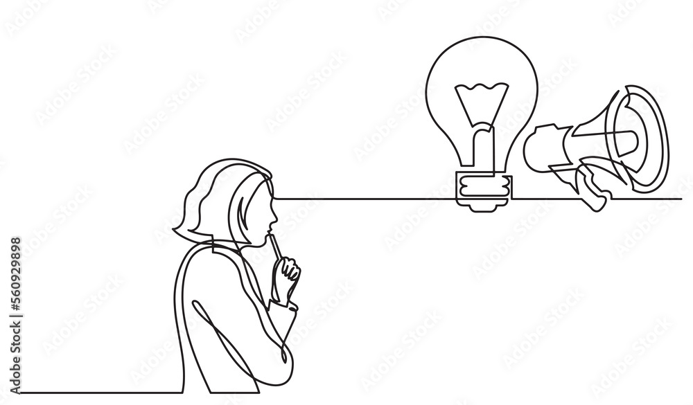one line drawing of person thinking solving problems finding solutions ...