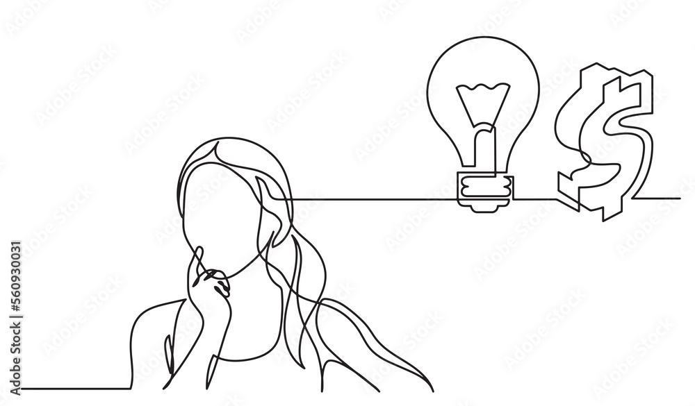 one line drawing of person thinking solving problems finding solutions ...