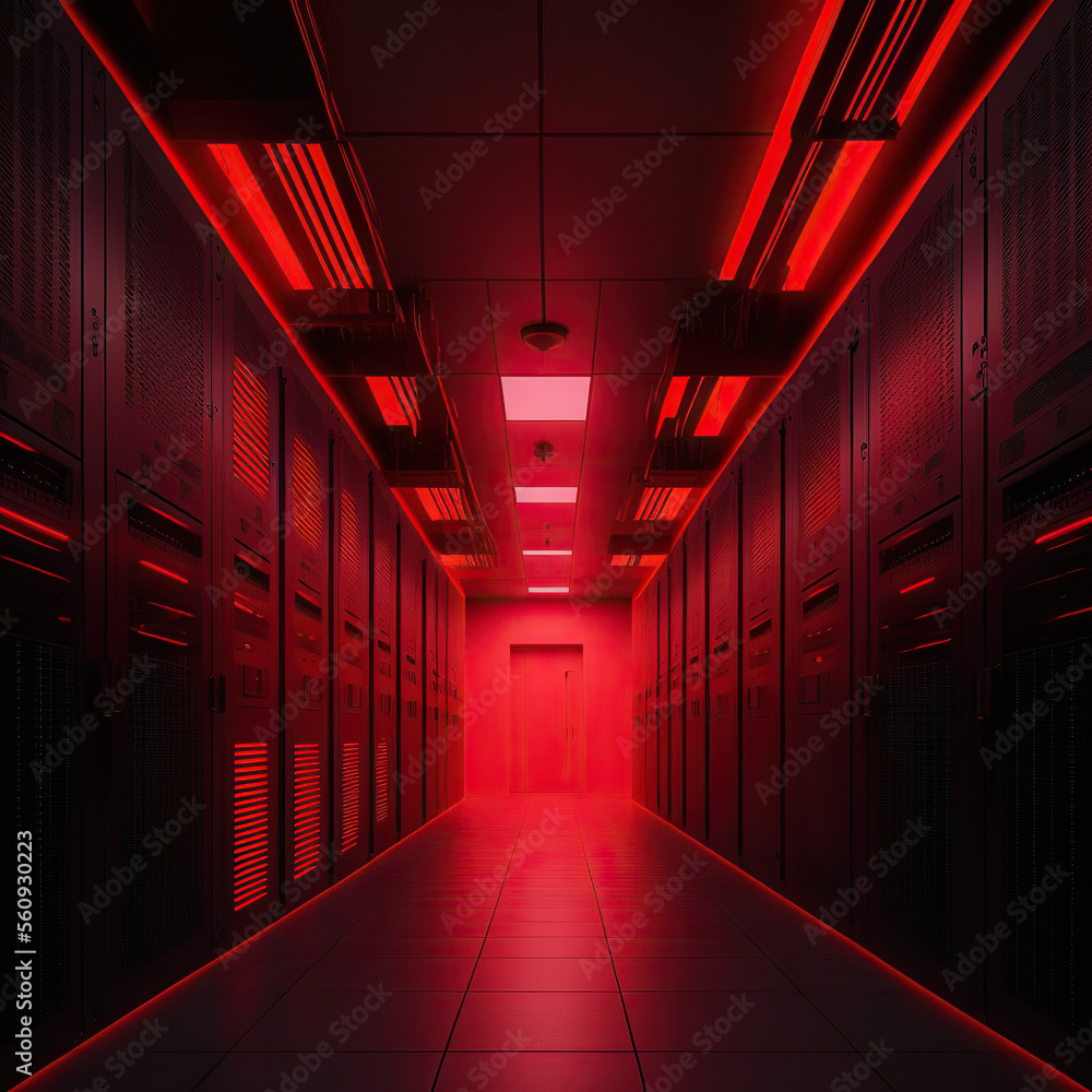 Red Datacenter Glowing Data Generative AI Data Center Stock ...