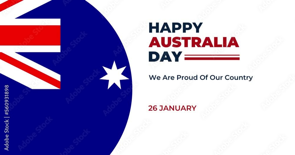 Happy Australia day lettering. Map of Australia with flag. 26 January ...