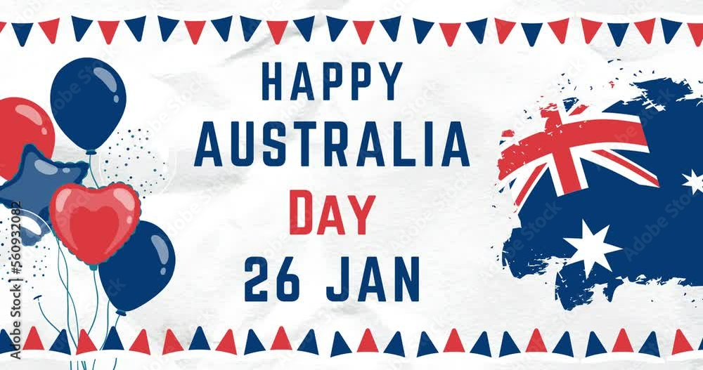 Happy Australia day lettering. Map of Australia with flag. 26 January ...