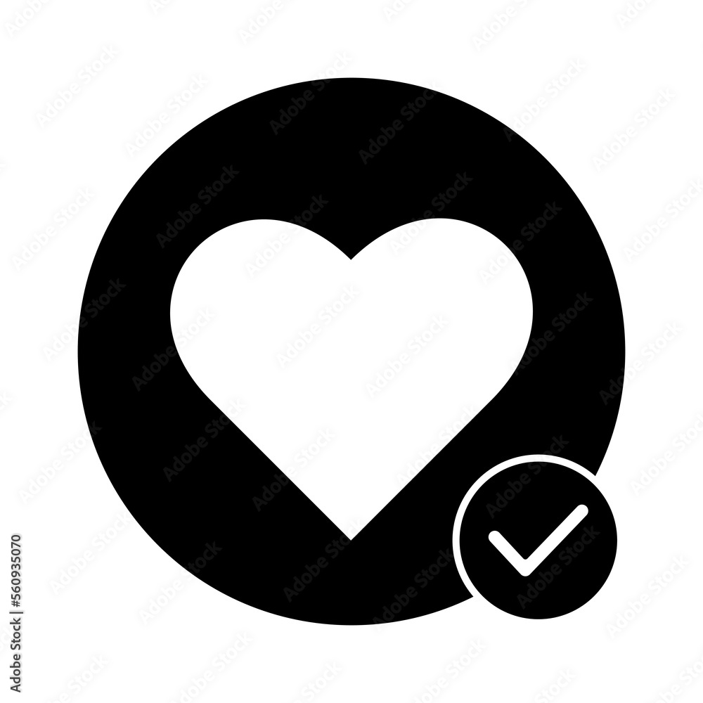 Vetor do Stock: Heart with with confirmation check mark, positive sign ...
