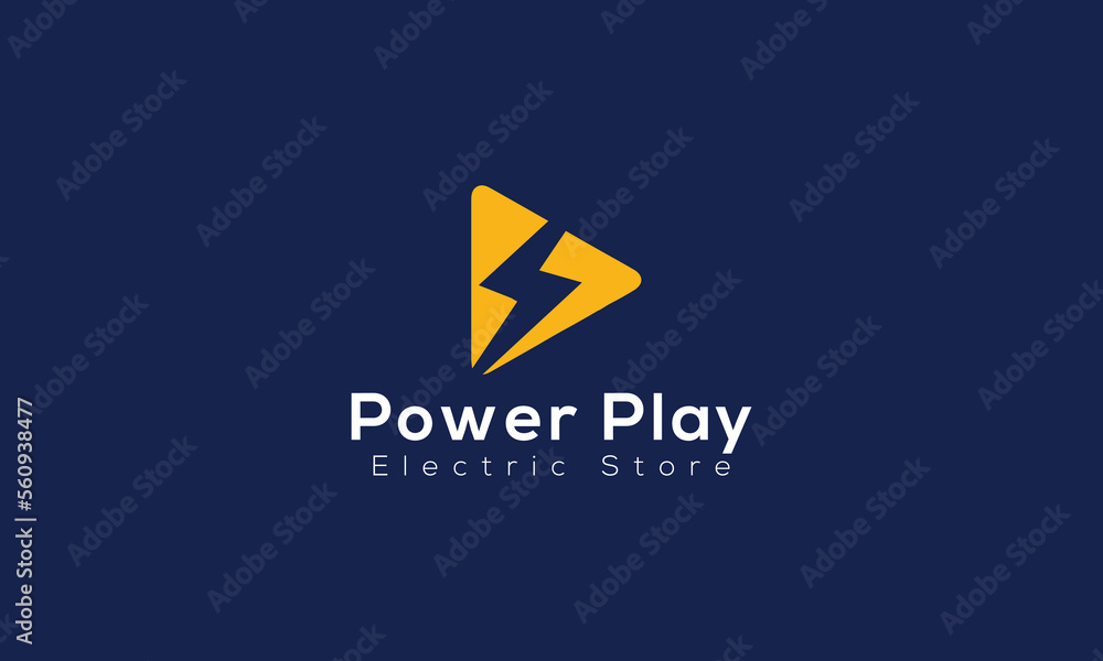 Power Play Logo Design Vector Template, Minimal Electronic, electric ...