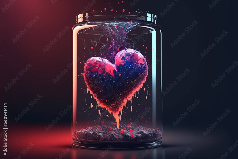 Glass jar of hearts; romance forever sealed and only opened once the ...