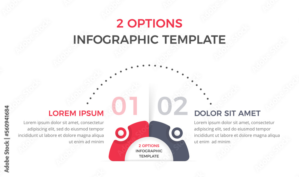 Infographic template with two steps or options, circle diagram Stock ...