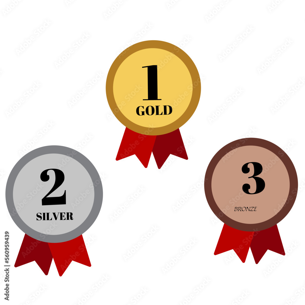 Gold, silver, bronze medals. 3d award medal for 1st, 2nd, 3nd place ...