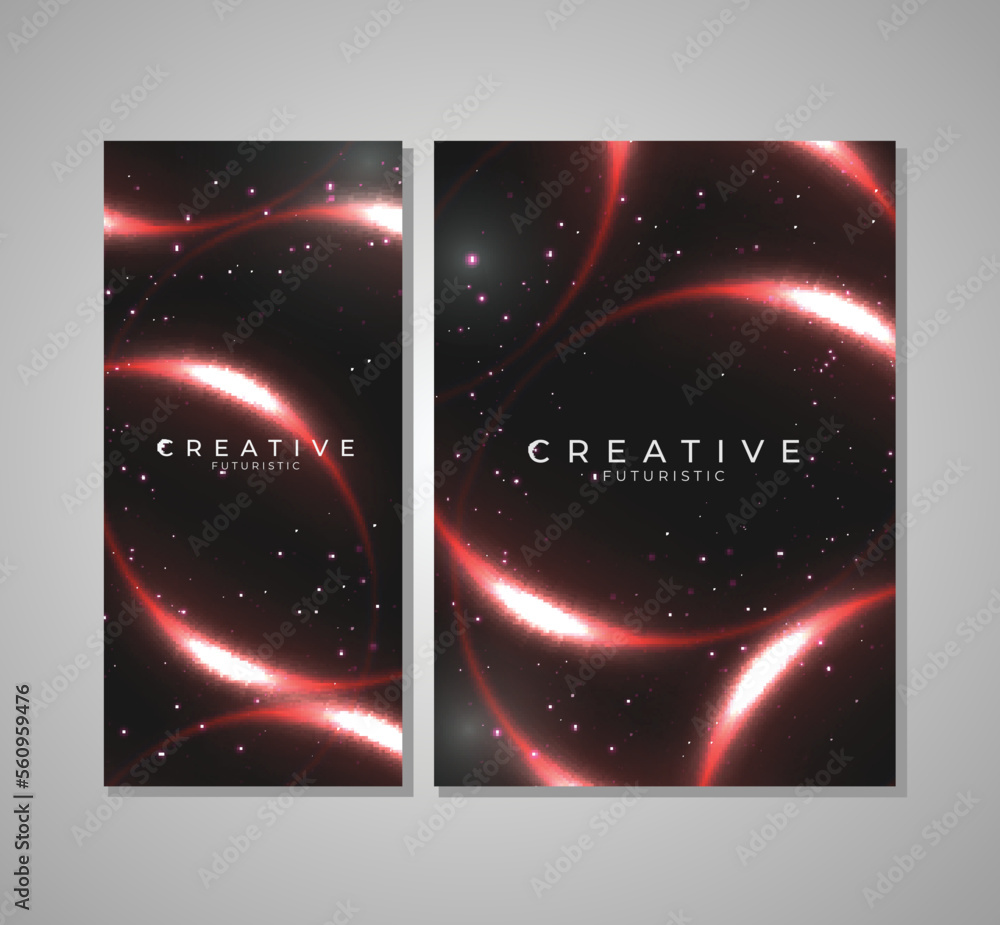 Set of dynamic wave space background with light shadow effect ...