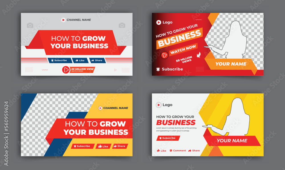 youtube thumbnail template design, video thumbnail template, web banner ...