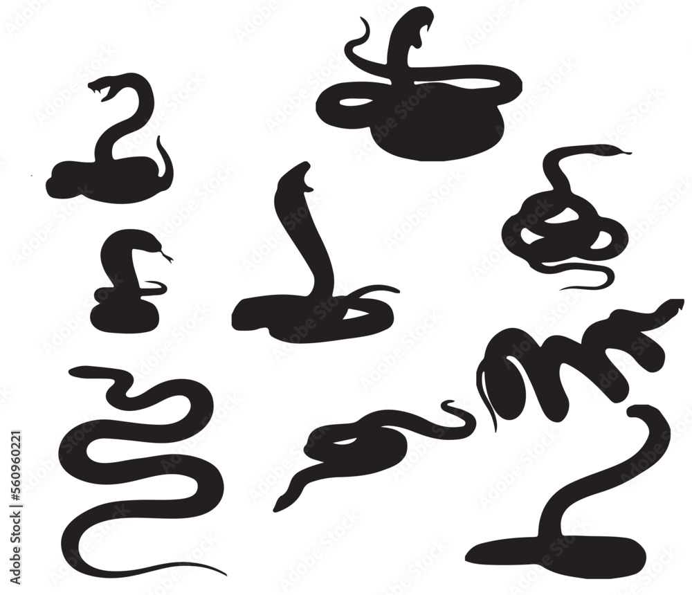 set of silhouettes of snakes Stock Vector | Adobe Stock