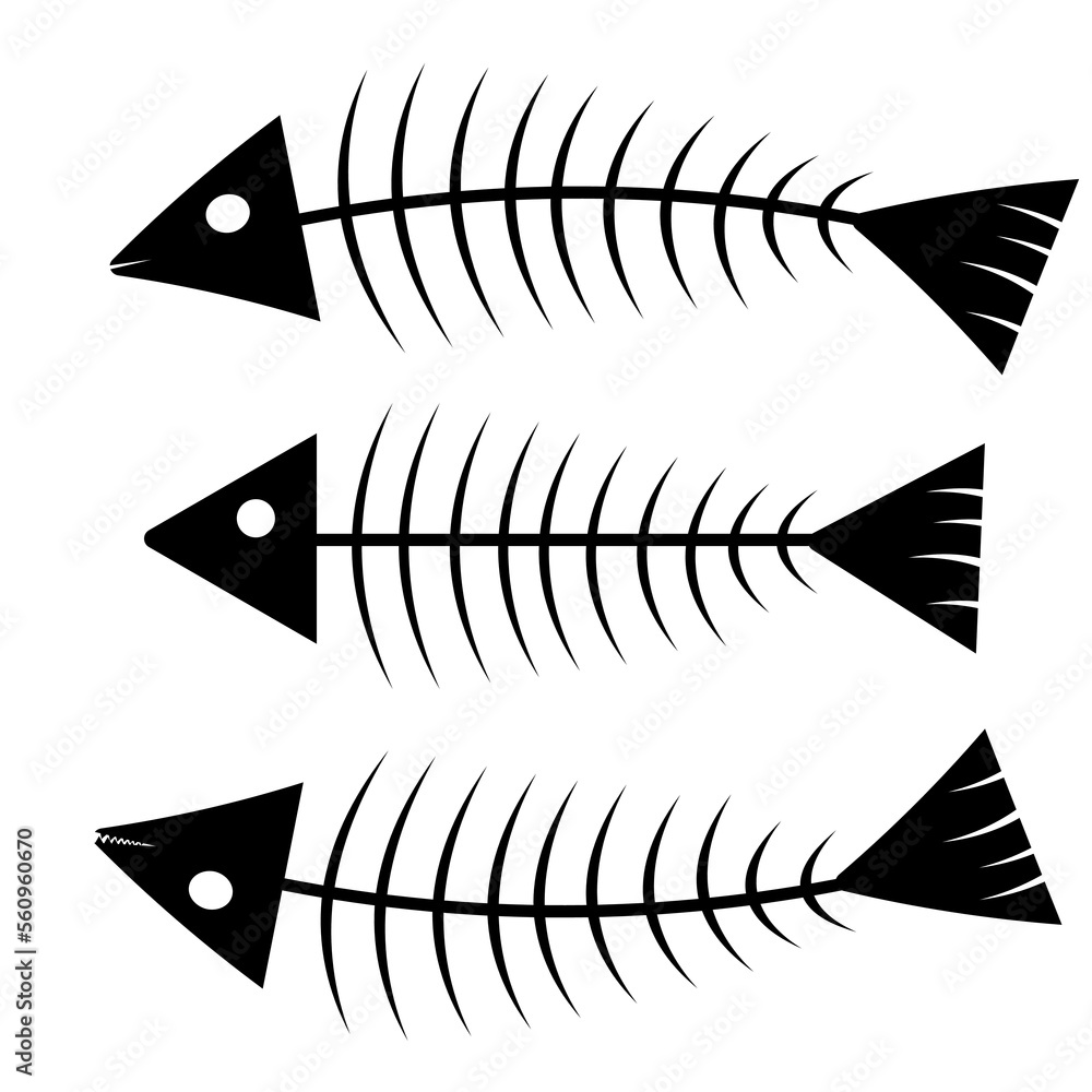 Diferent fish skeleton. Minimalist print design for wallpaper and bed ...