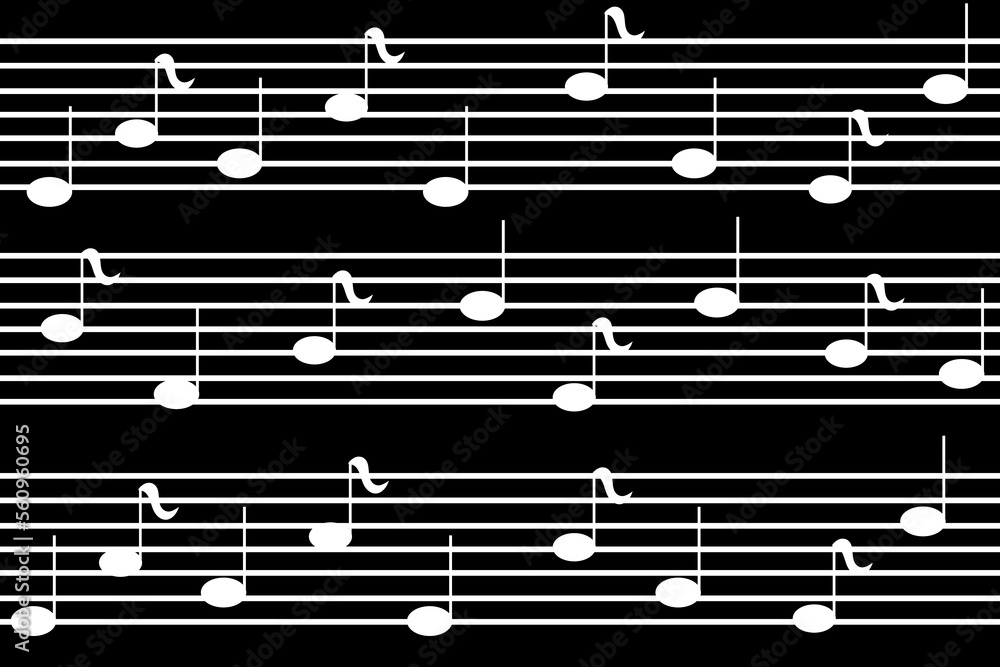 Seamless music notes background. Pattern with sheet music on the line ...