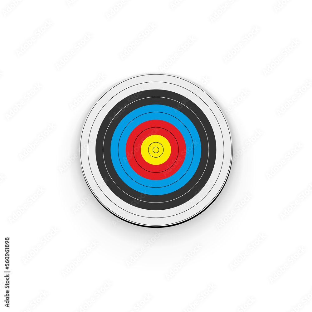3d archery target, front view vector illustration. Realistic isolated ...