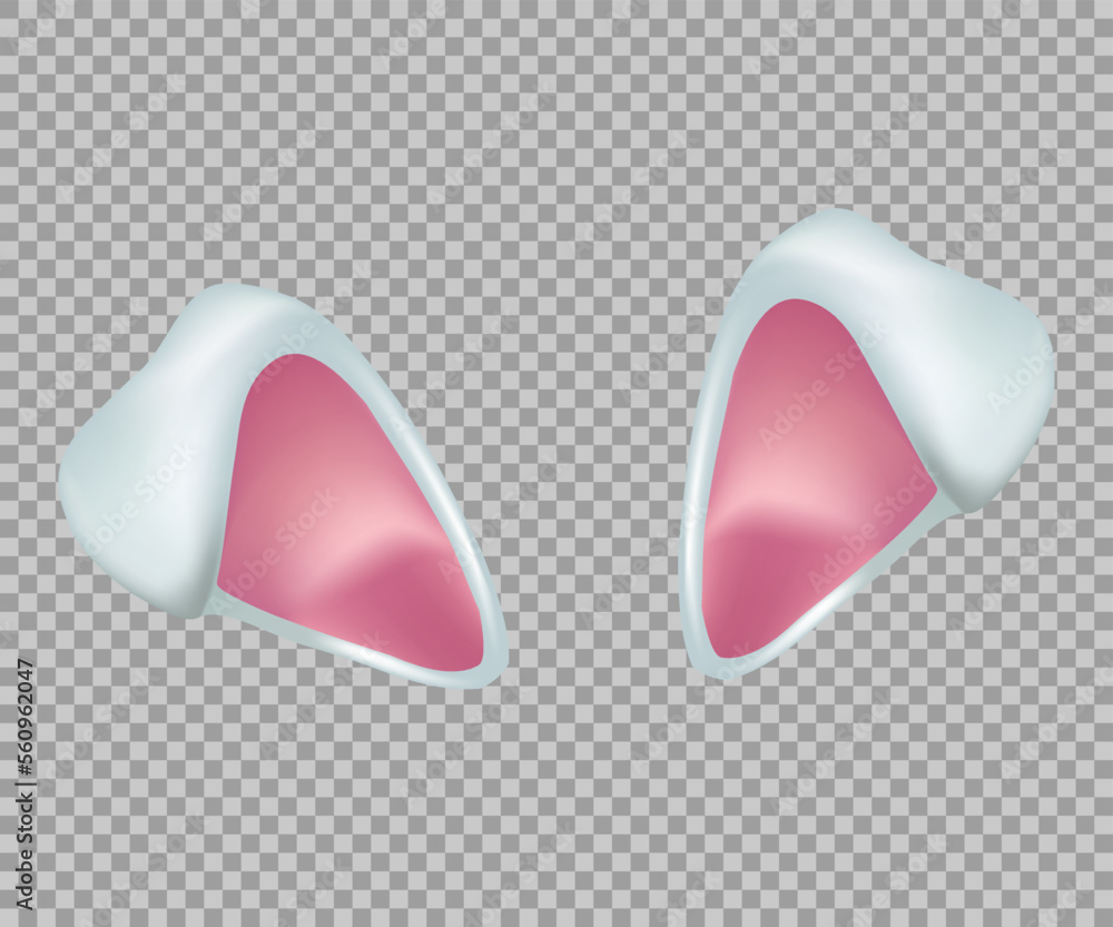 Rabbit ears realistic 3d vector illustration. Easter bunny ears kid ...