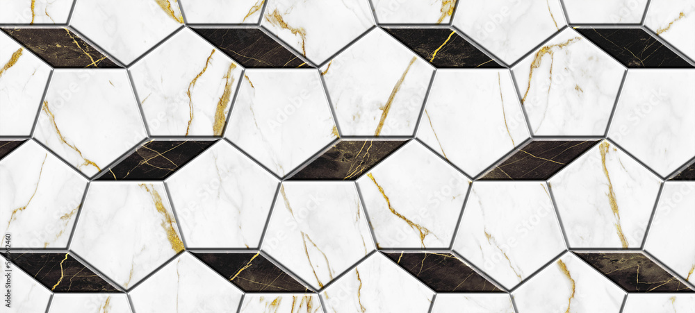 Penta tiles with white with black marble granite stone with striping ...