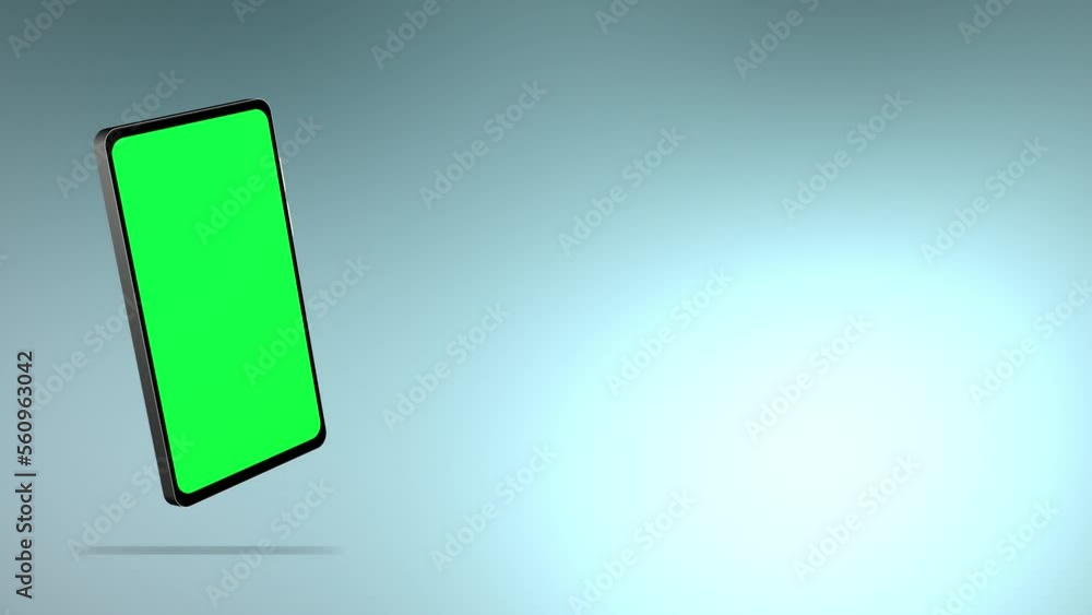 Smartphone with green screen isolated on white background. 4K animation ...
