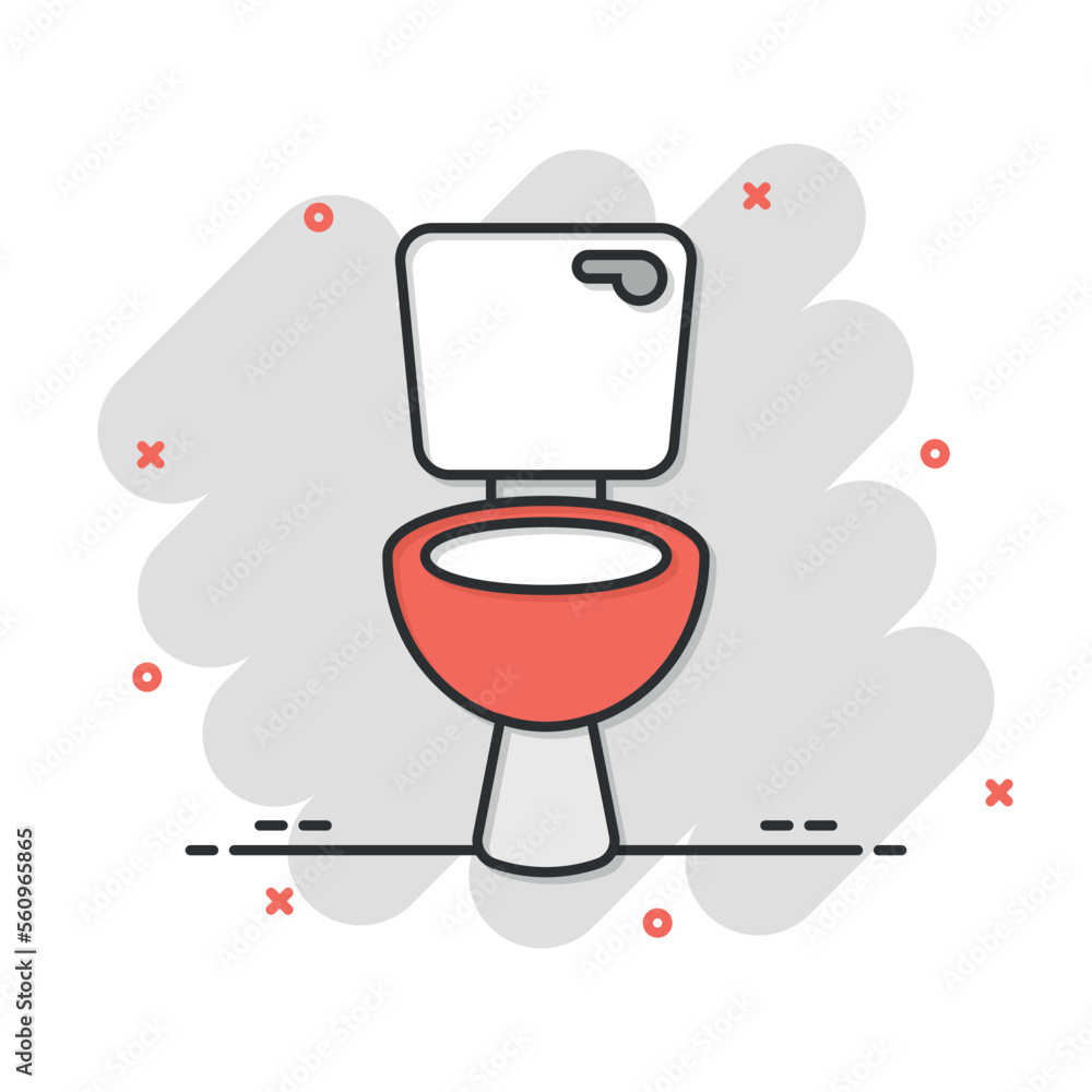 Toilet bowl icon in comic style. Hygiene cartoon vector illustration on ...