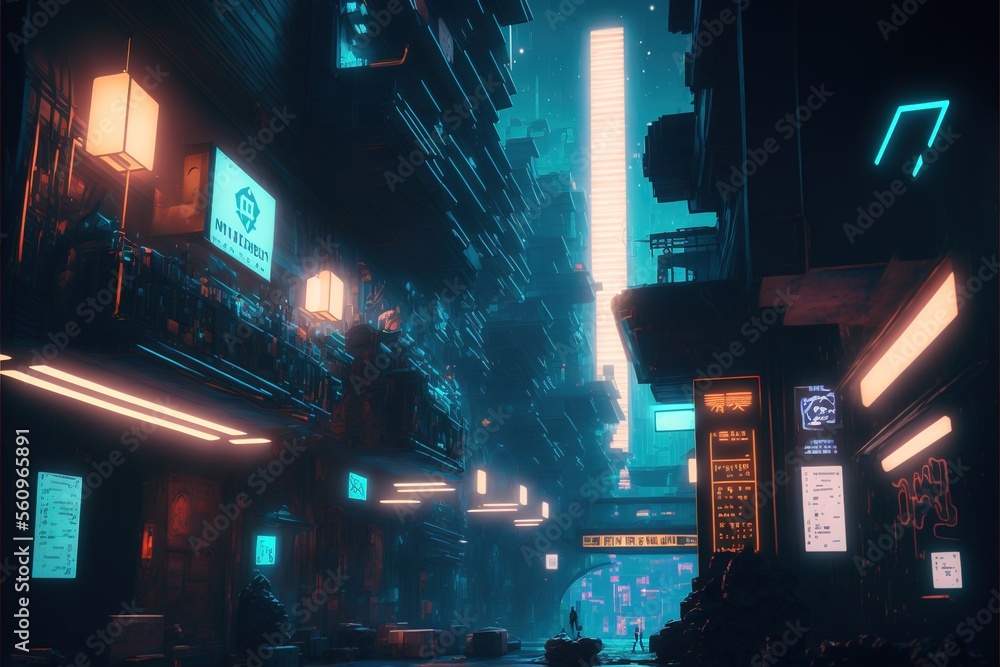 Cyberpunk metaverse or virtual space, created with generative ai Stock ...