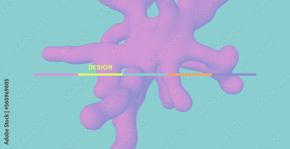 Abstract three-dimensional composition in dotwork style. Pointillism ...