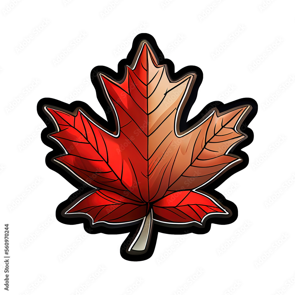 Patriotic Maple leaf illustration cartoon sticker, symbolizes Canada ...
