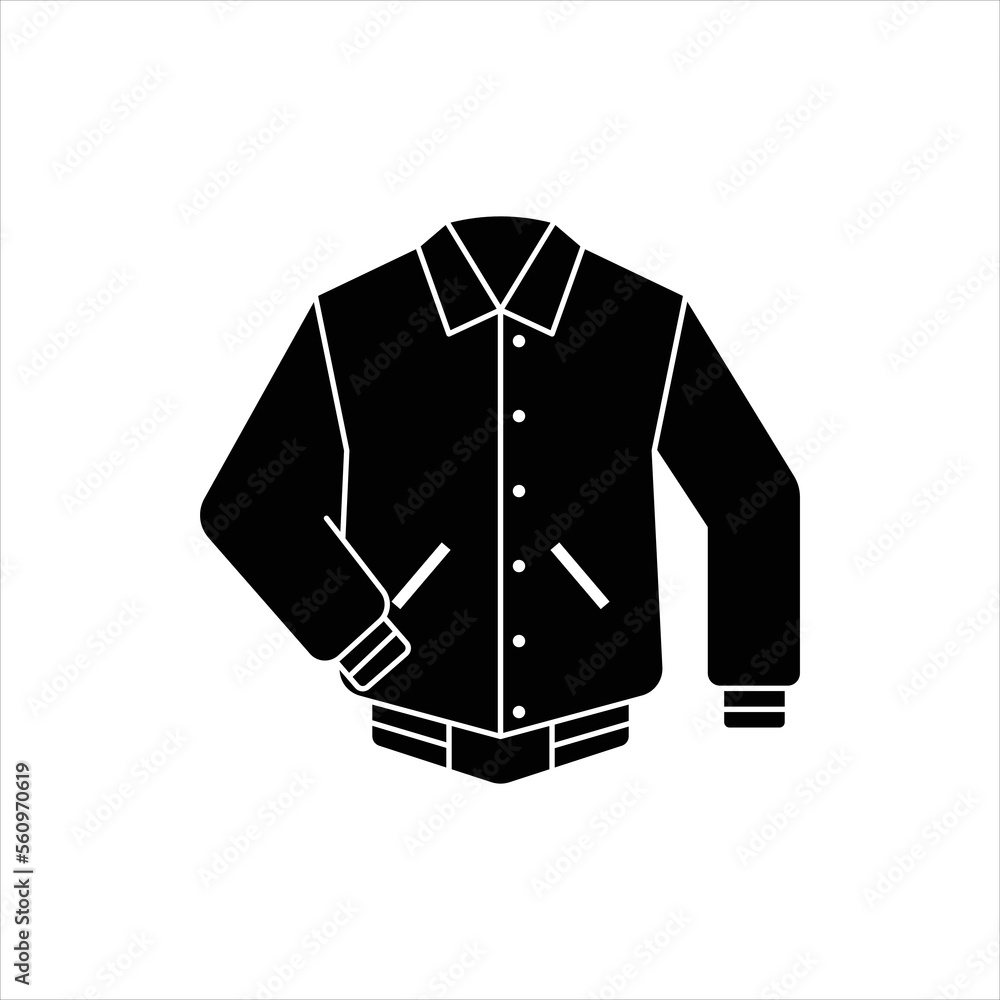 Baseball jacket icon design. Bomber jacket ico, isolated on white ...
