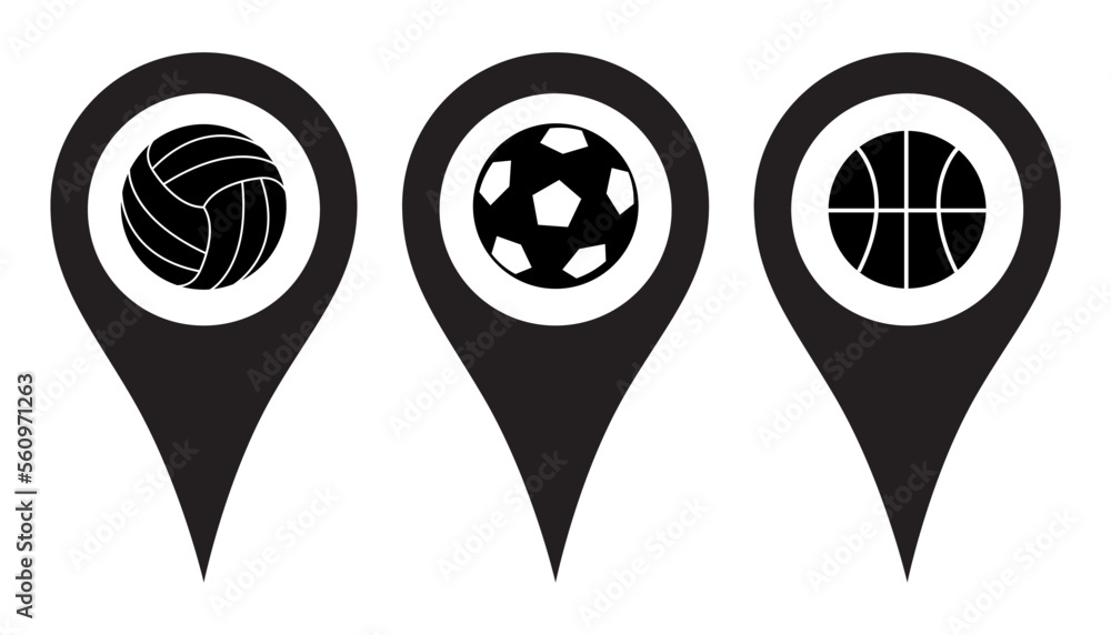 Pin location icons. A set of cartographic signs with the image of ...