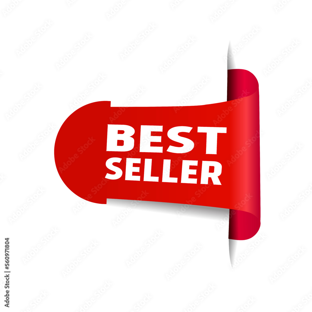 Best seller red ribbon - vector illustration. Flat style design for ...