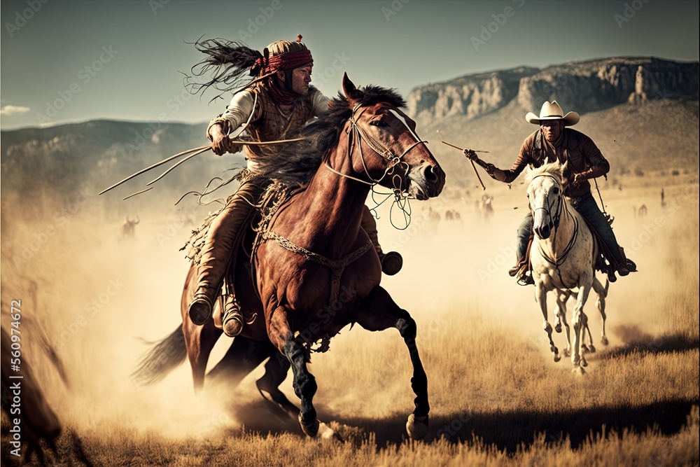 Intense fight between Native Indians and cowboys at the Battle of ...