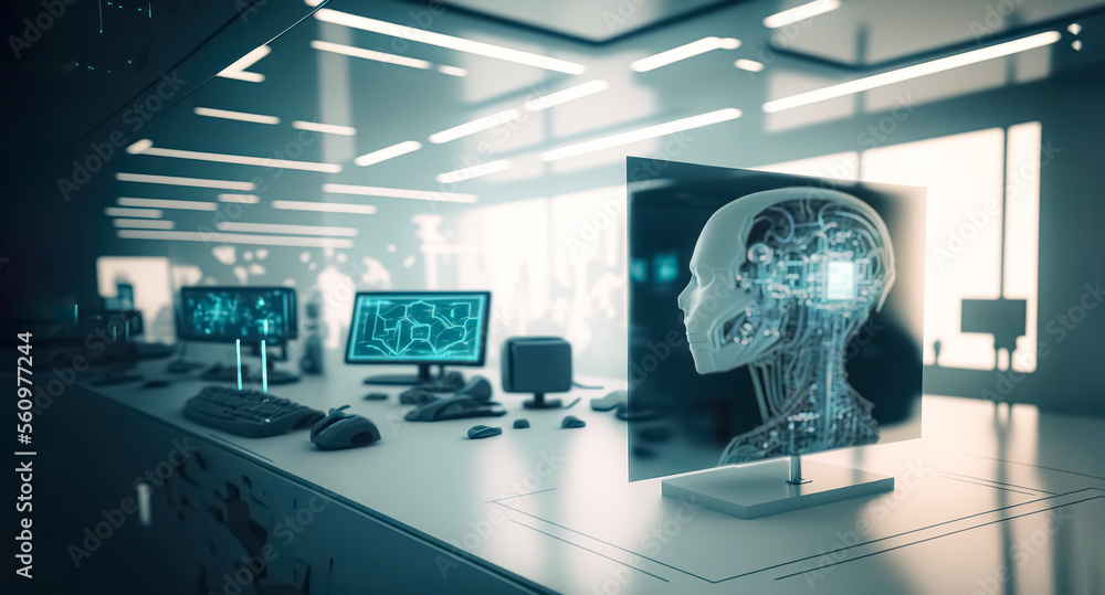 Digital technology high tech background. Modern furnished blurred ...