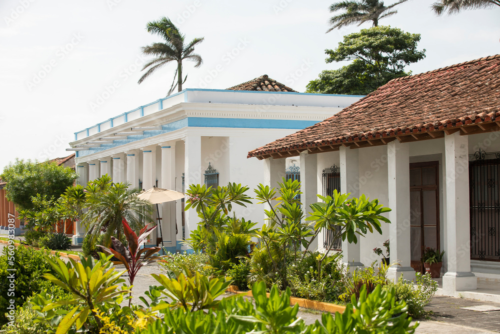 Afternoon view of the historic Spanish Colonial buildings of ...